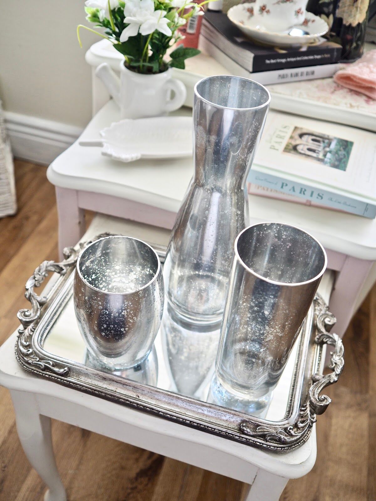DIY mercury glass effect using mirrored spray paint - Dainty Dress Diaries