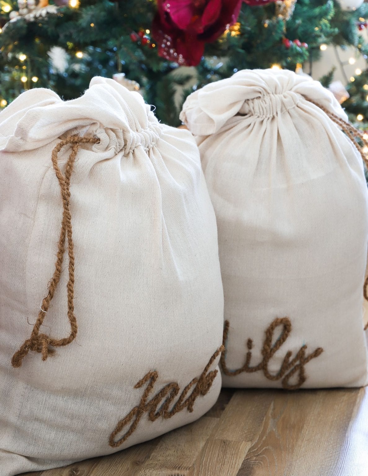 DIY Santa Sacks From Drop Cloth Fabric - Dainty Dress Diaries